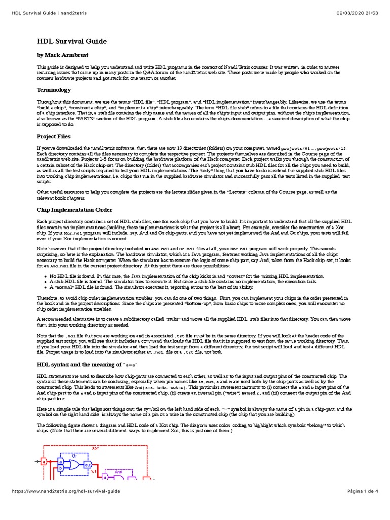 HDL Survival Guida-Nand2tetris | PDF | Hardware Description Language | Application Programming ...