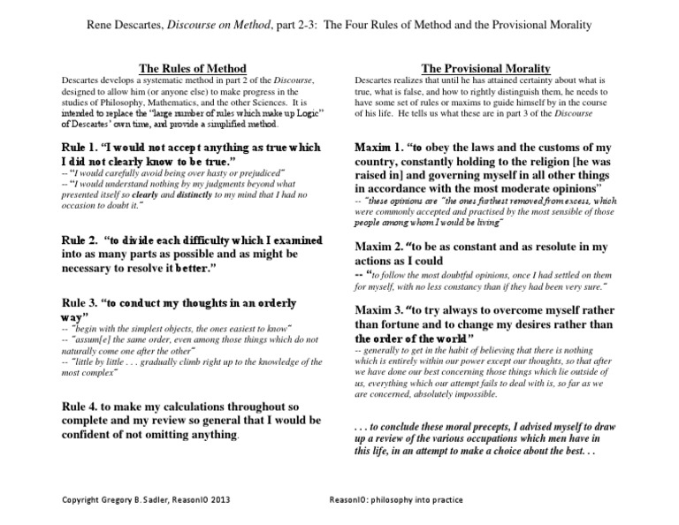 Descartes Handout The Rules and Maxims I PDF | PDF | René Descartes ...