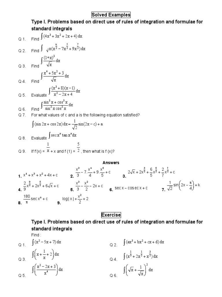 Solved Examples Type I. Problems Based On Direct Use of Rules of ...