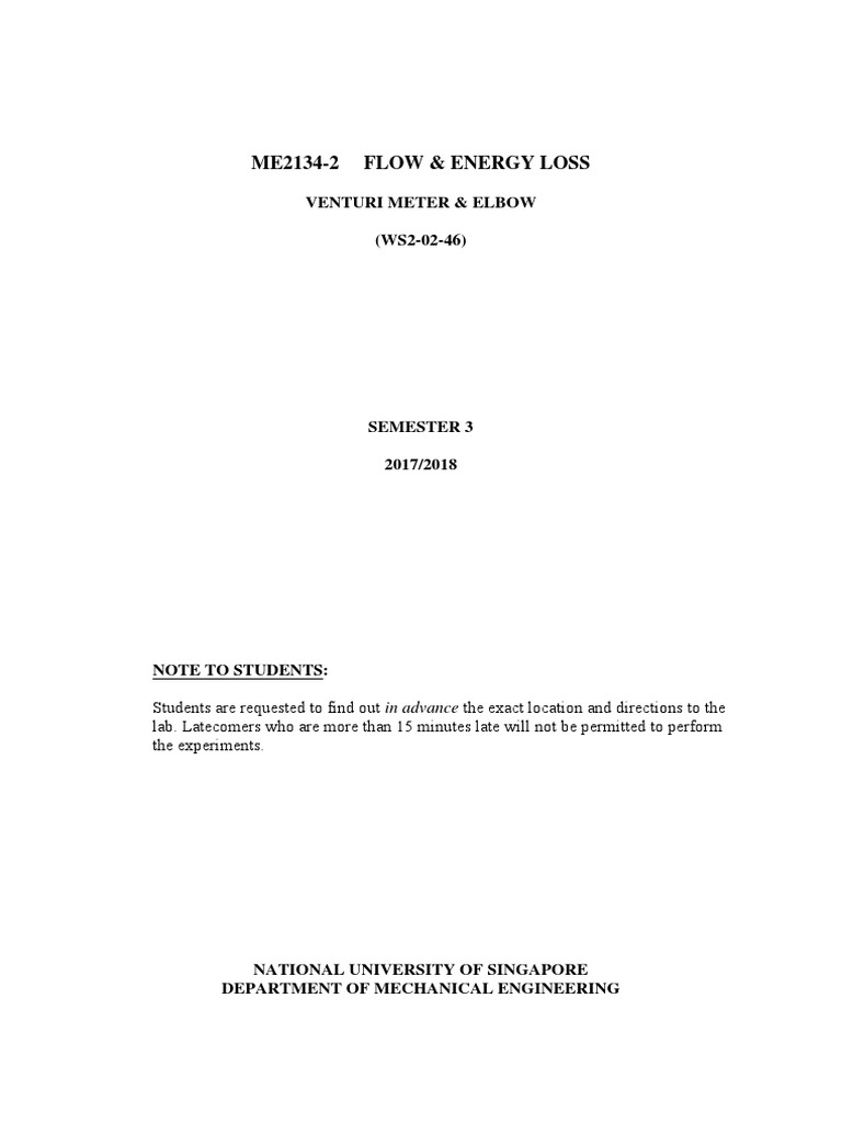 VENTURI FLOW EXPERIMENT | PDF | Flow Measurement | Fluid Dynamics