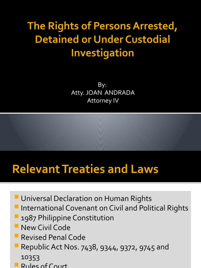 Rights of Arrested Persons in the Philippines | PDF | Arrest | Miranda ...