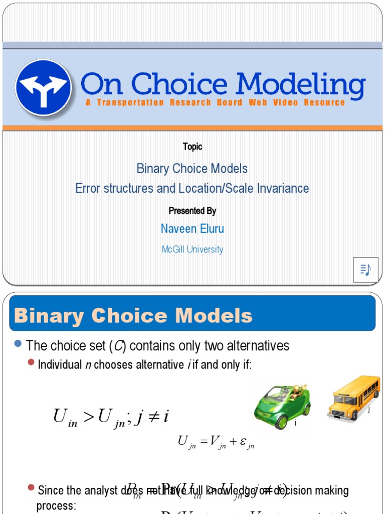 BC Models - Logit and Probit Models and Location and Scale Invariance (Naveen Eluru) | PDF ...