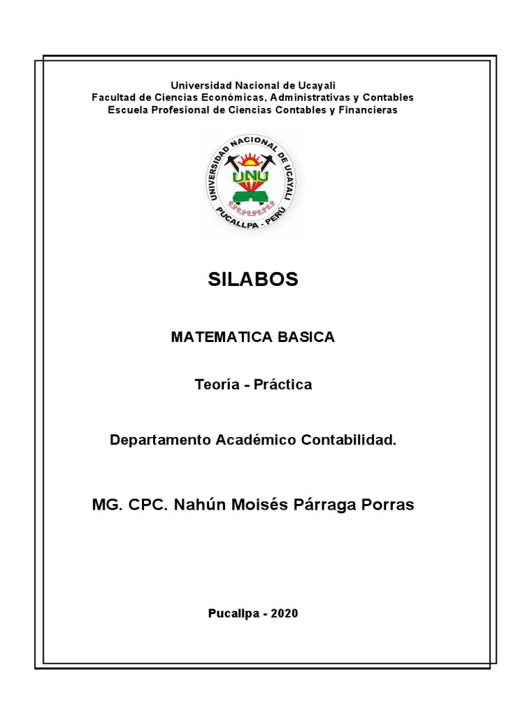 Silabo Matematica Basica Unu | PDF | Determinante | Matriz (Matemáticas)