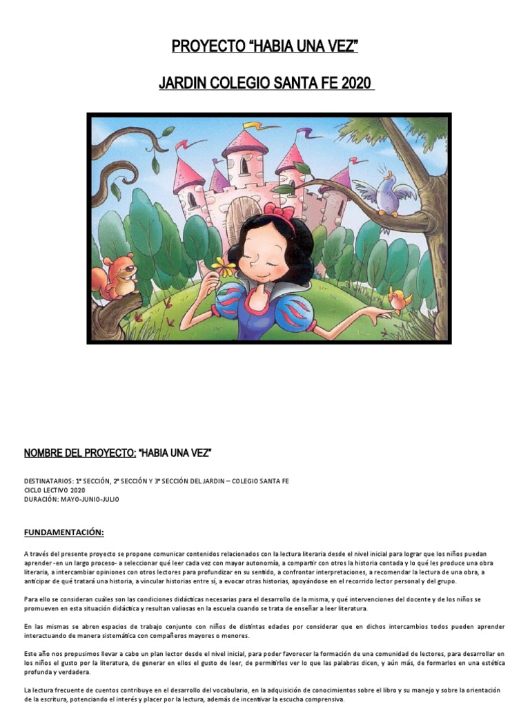 Proyecto de Cuentos "Había Una Vez" | PDF | Las emociones | Cuentos