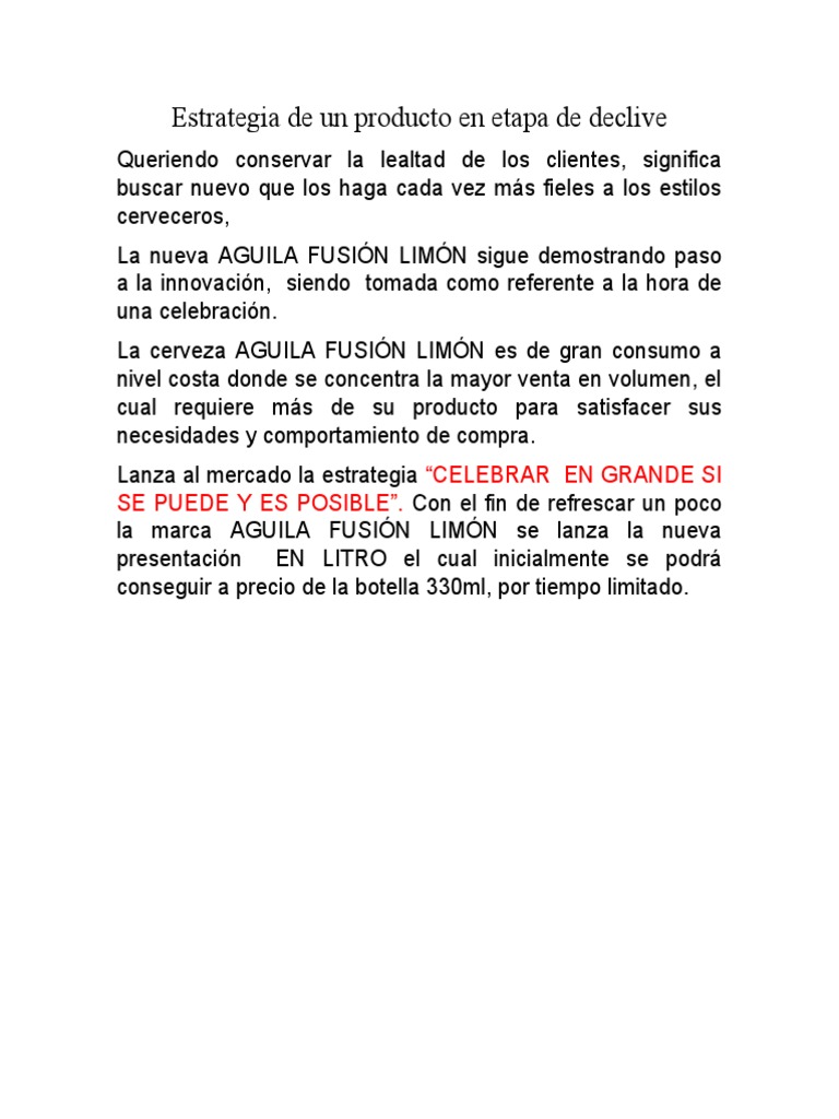 Etapa de Declive para Un Producto y Servicio | PDF