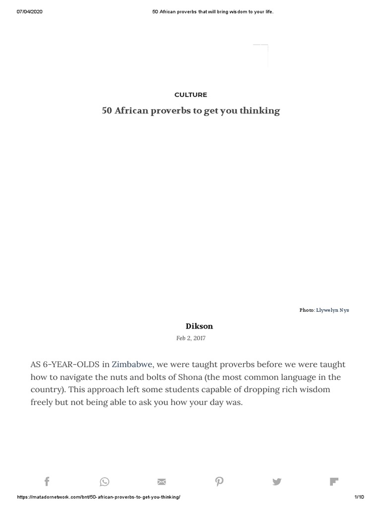 50 African Proverbs That Will Bring Wisdom To Your Life | PDF | Proverb