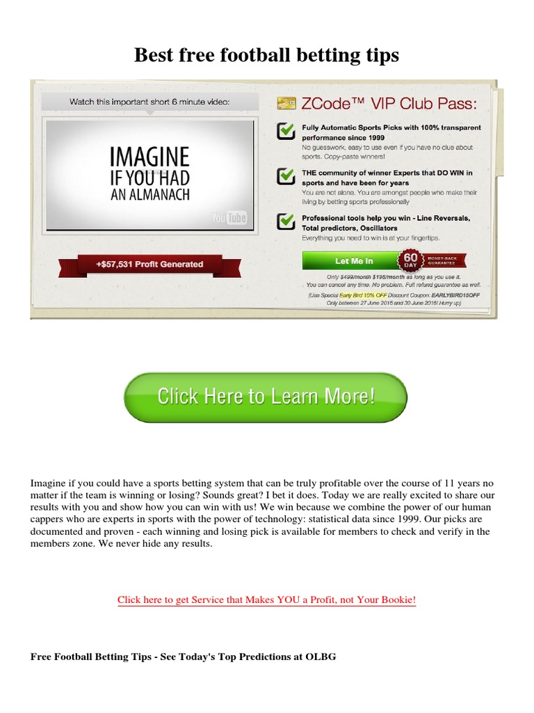 Best Free Football Betting Tips | PDF | Sports Betting | Wagering