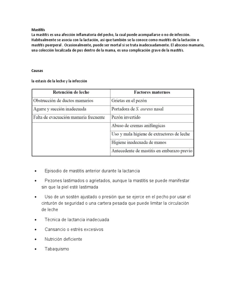Mastitis | PDF | Pecho | Amamantamiento