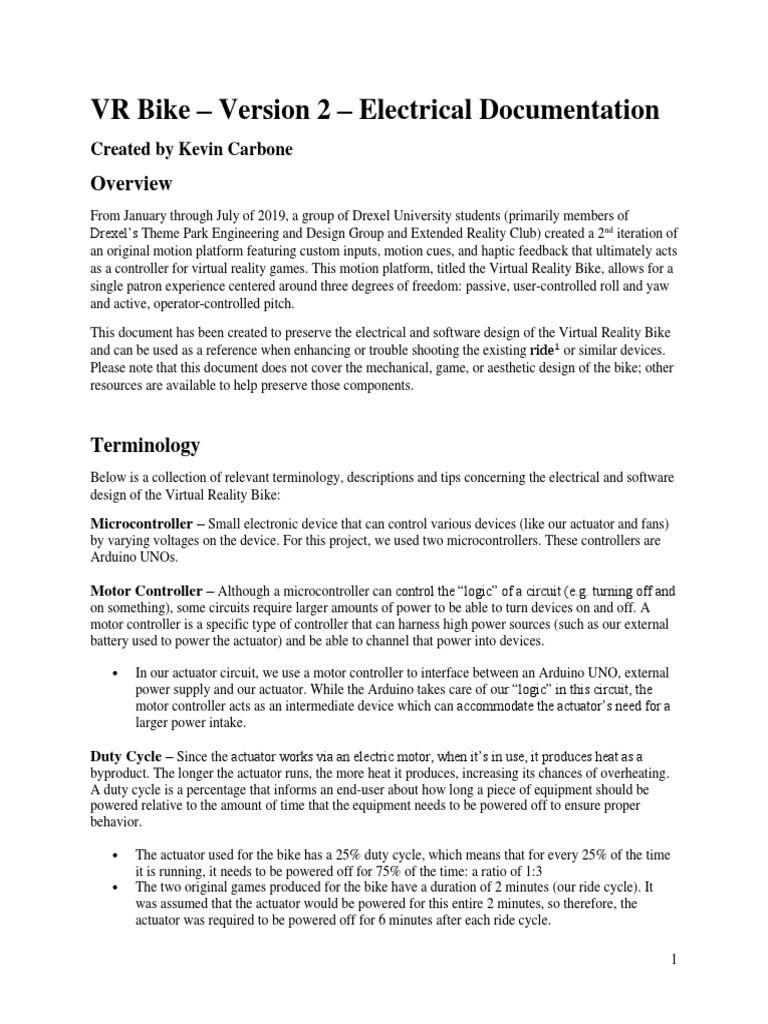 Project VROOM Electrical Documentation v2 | PDF | Arduino | Virtual Reality