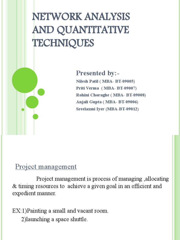 Network Analysis and Quantitative Techniques: Presented By | PDF ...