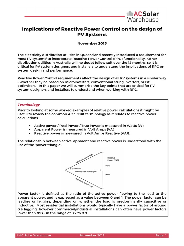 Reactive Power Control in PV Systems | PDF | Ac Power | Photovoltaic System