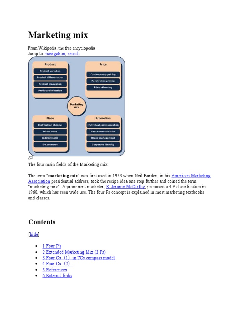 Marketing Mix | PDF | Marketing | Advertising