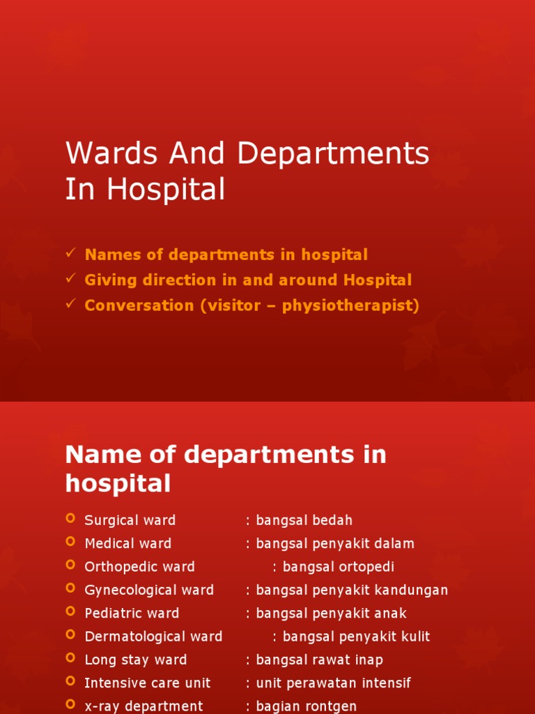 Wards and Departments in Hospital | Download Free PDF | Medicine ...