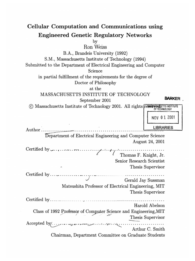 Author: Cellular Computation and Communications Using Engineered Genetic Regulatory Networks ...