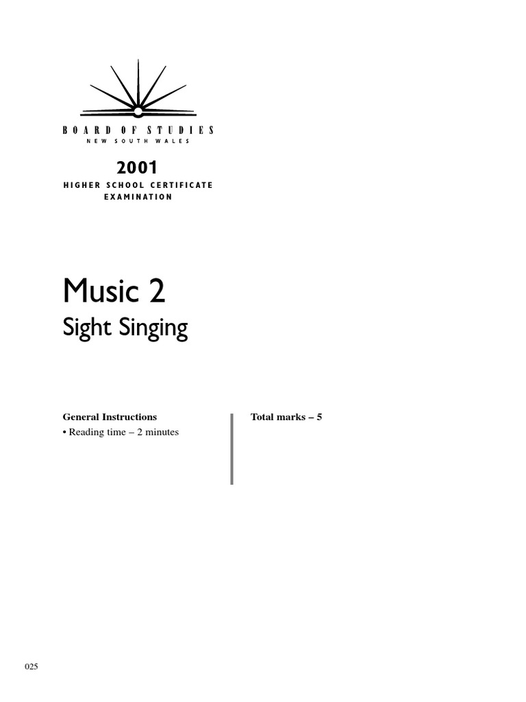 Past HSC Sight-Singing Examples | PDF | Human Communication | Musicology