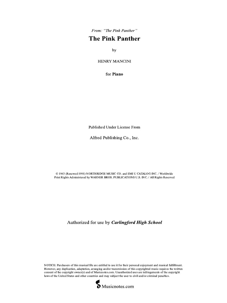 The Pink Panther - Leadsheet | PDF