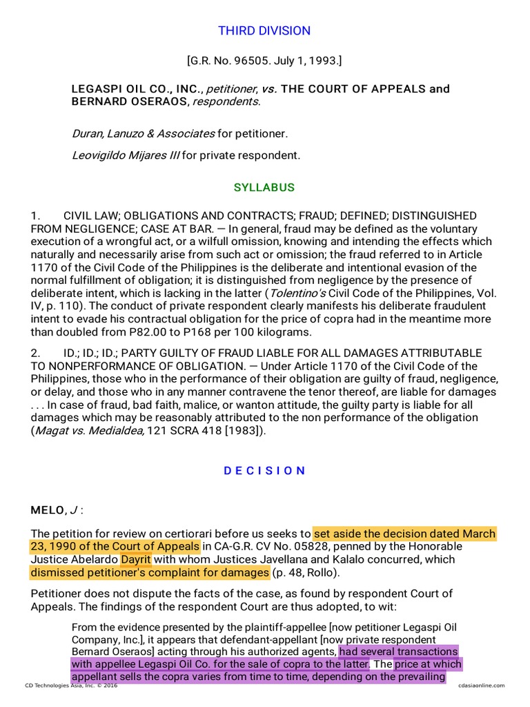 Legaspi Oil V Court of Appeals | PDF | Damages | Lawsuit