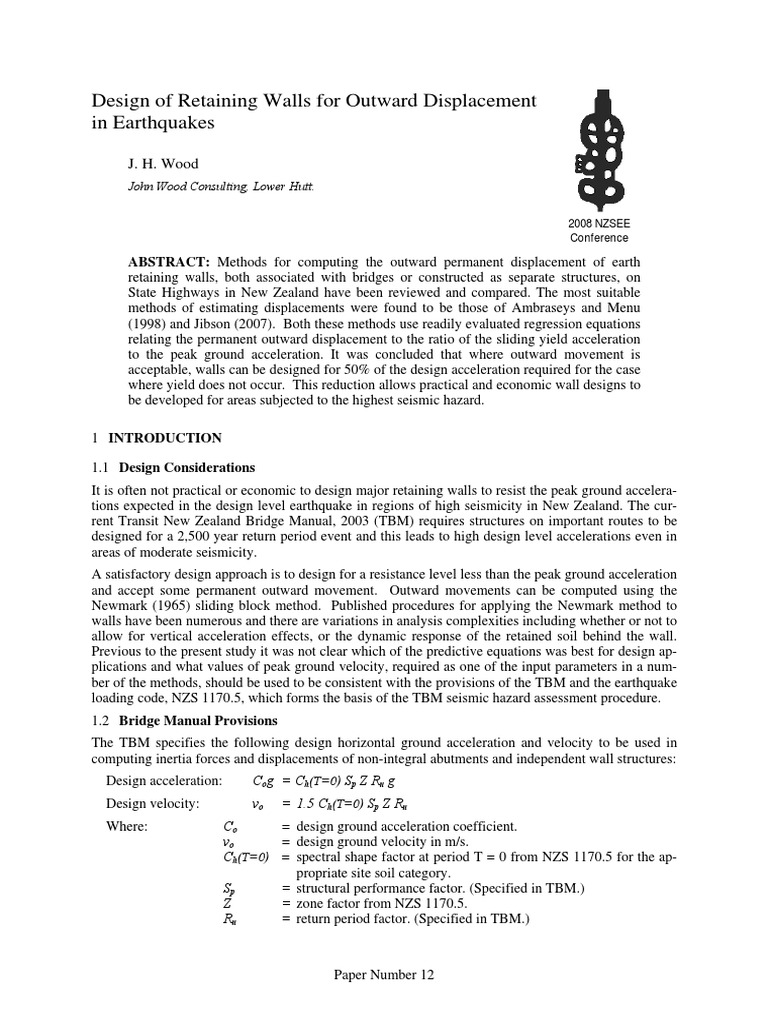 Design of Ret Walls in EQs | PDF | Friction | Moment Magnitude Scale