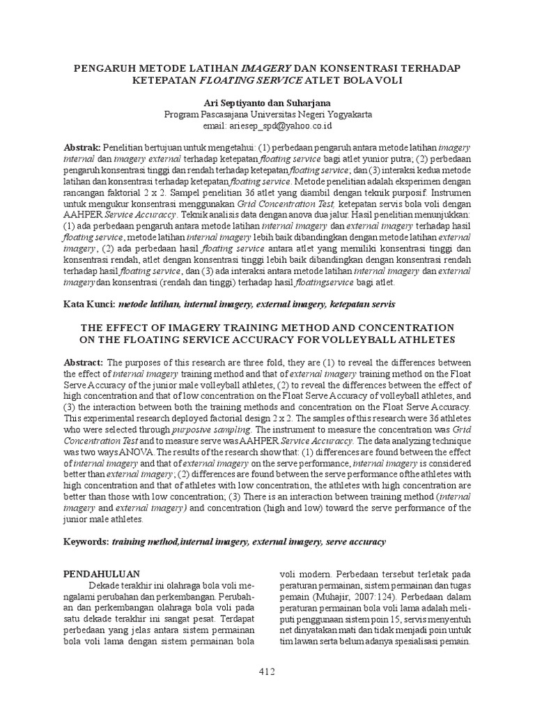 Pengaruh Metode Latihan Imagery Dan Konsentrasi Terhadap Ketepatan ...