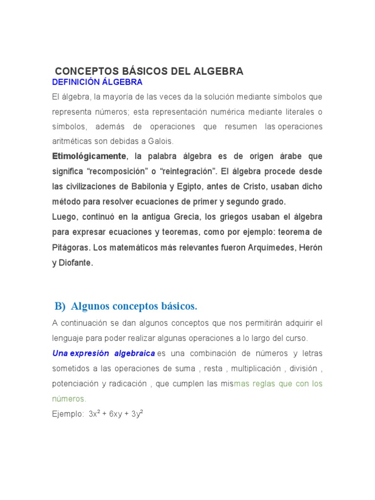 Concepto de Álgebra Fundamental | PDF | Álgebra | Álgebra abstracta
