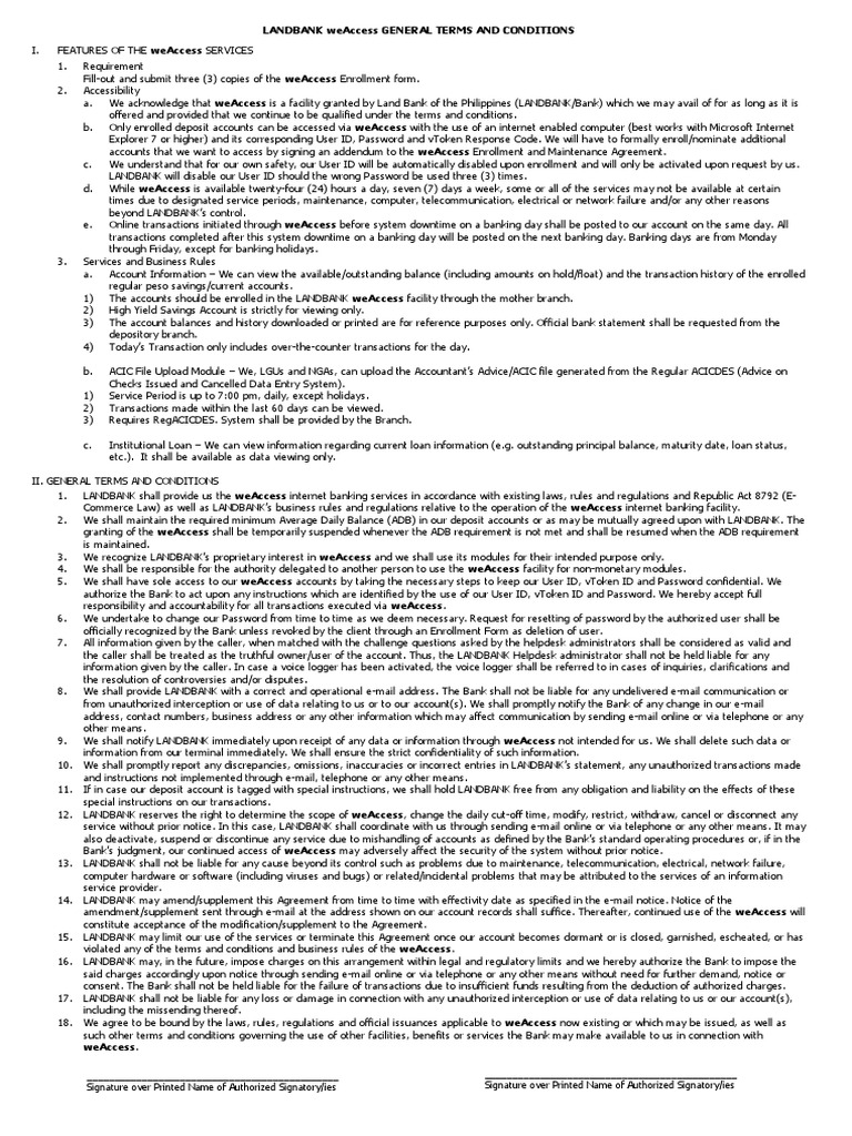 Weaccess Terms and Conditions (Viewing) | PDF | Banks | Online Banking