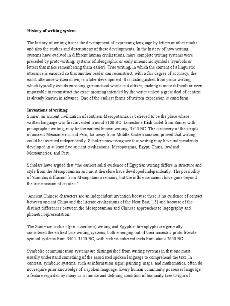 History of Writing System | PDF | Writing | Symbols