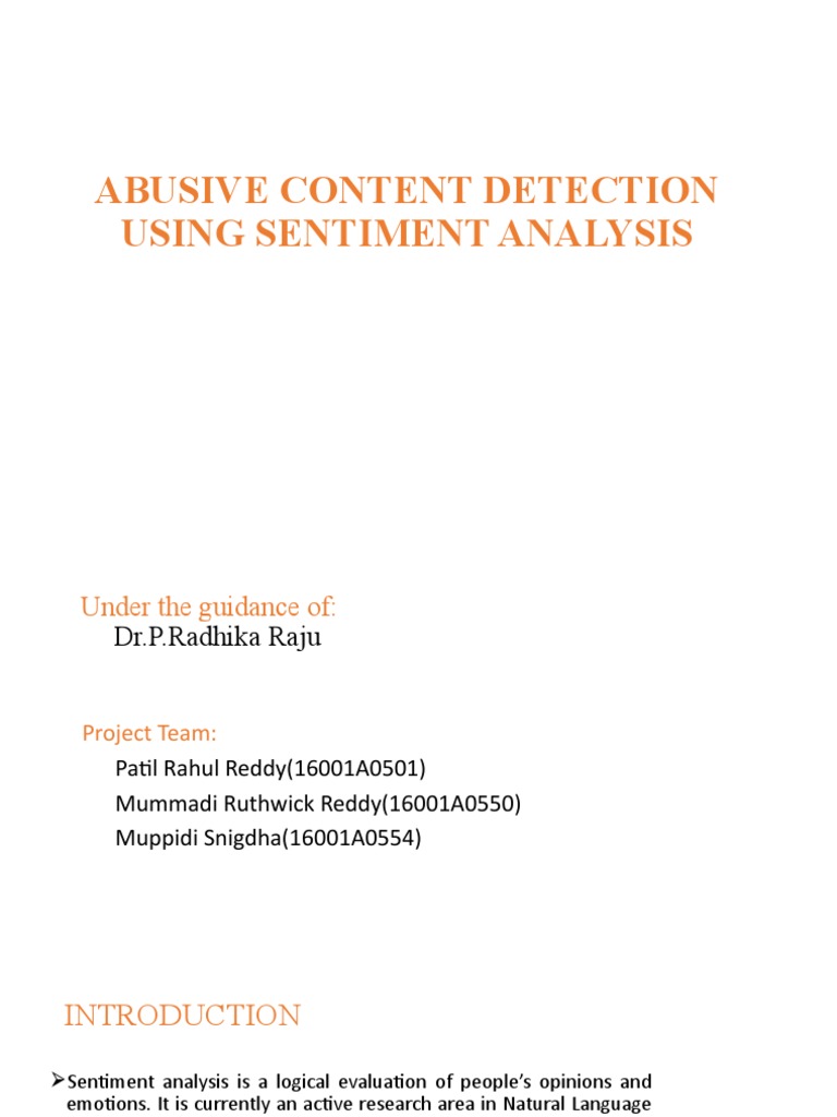 Abusive Content Detection Using Sentimental Analysis Final | PDF | Statistical Classification ...