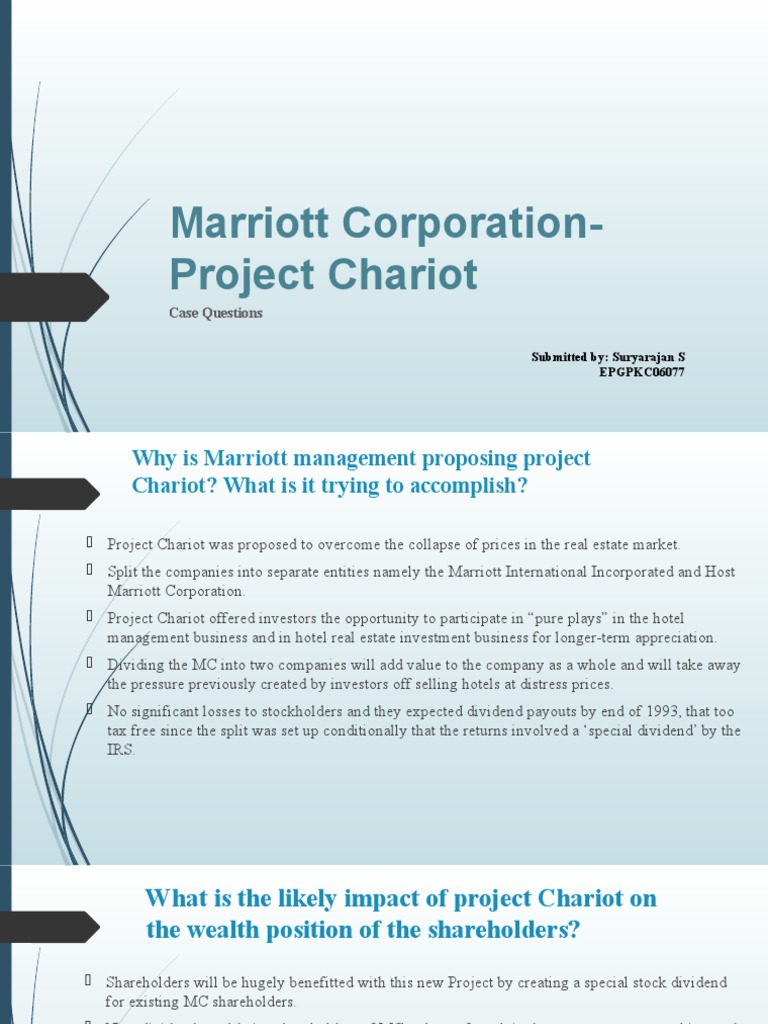 Marriott Corporation-Project Chariot: Case Questions | PDF | Dividend ...