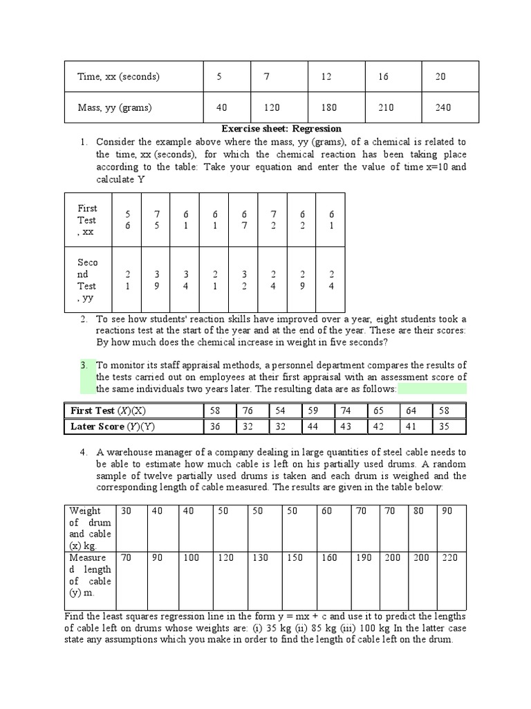 Exercise Sheet Regression | PDF | Regression Analysis | Noise