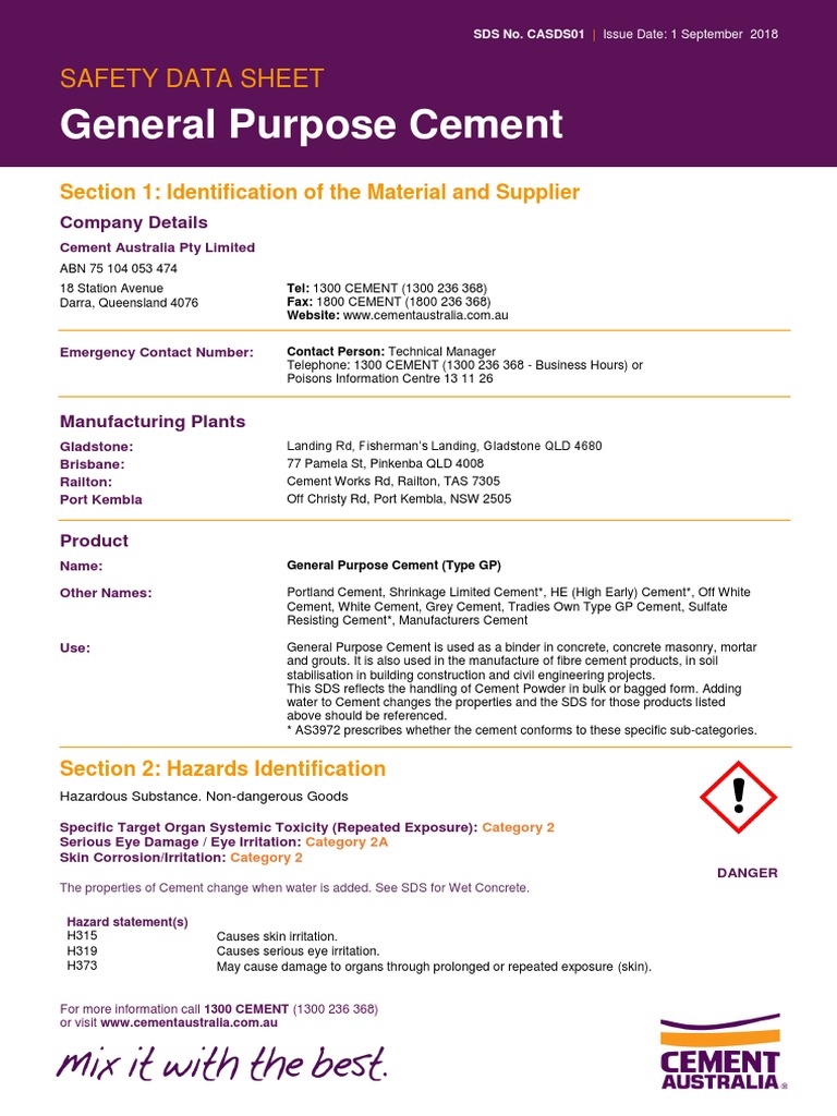 CASDS01 General Purpose Cement | PDF | Chromium | Bronchitis