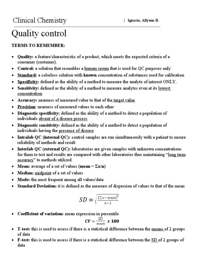 Clinical Chemistry Quality Control Guide | PDF | Lipoprotein ...