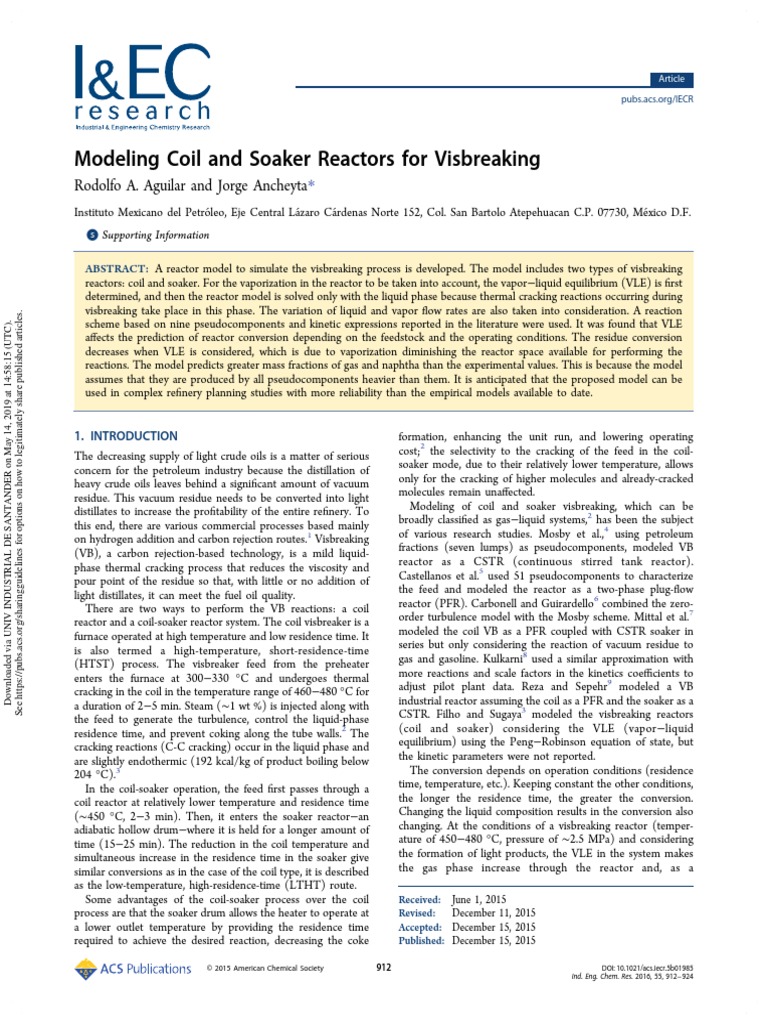 Visbreaking Model | Download Free PDF | Cracking (Chemistry) | Chemistry