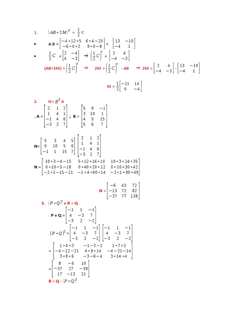 Matrix Operations and Calculations | PDF
