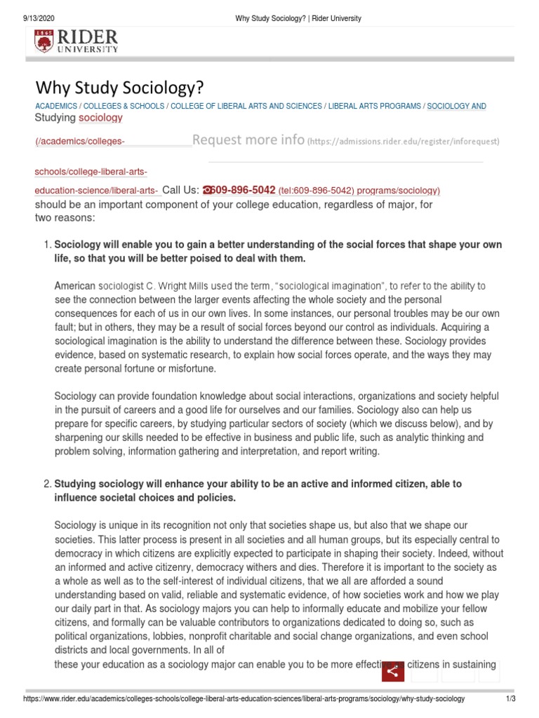Why Study Sociology?: Request More Info | PDF | Sociology | Public Sphere