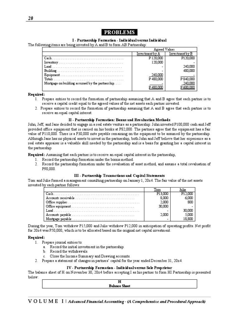 Partnership Formation Review | PDF | Debits And Credits | Financial ...