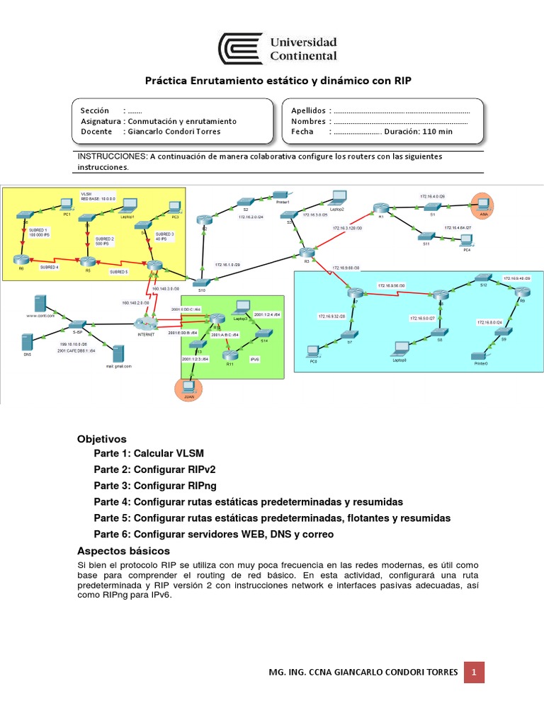 1 Enrutamiento Estatico y Dinámico | PDF | Enrutador (Computación) | Red de área amplia