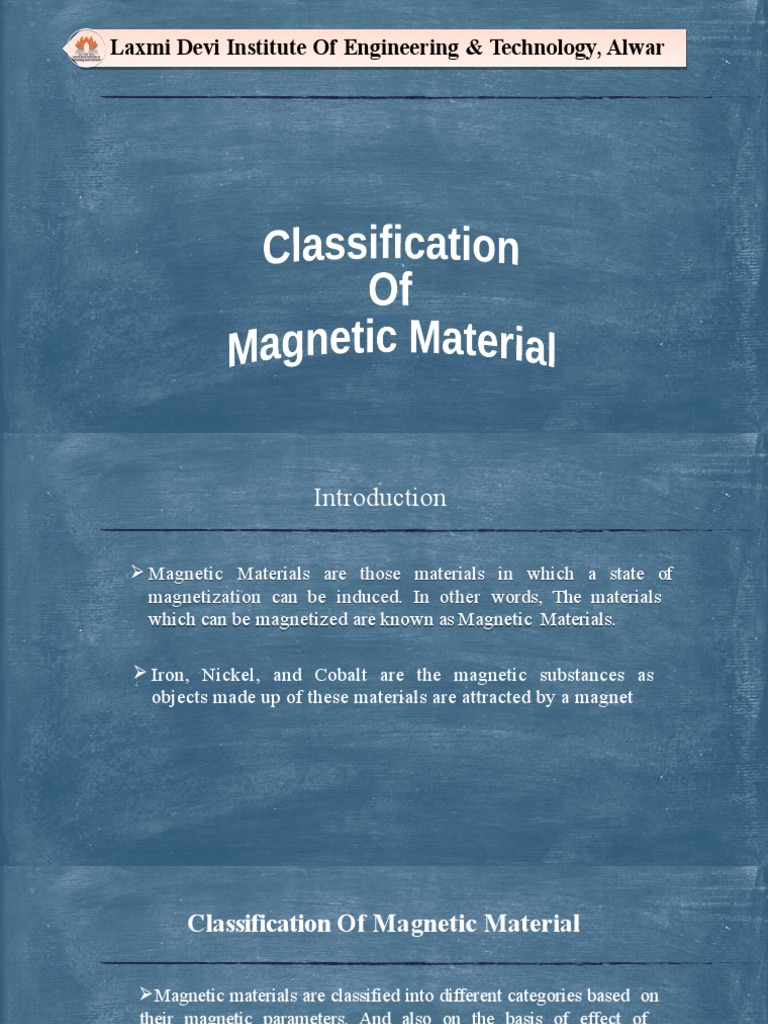 Classification of Magnetic Materials | PDF | Ferromagnetism | Magnetism