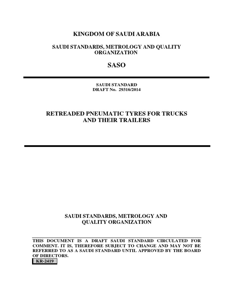 Kingdom of Saudi Arabia: Saudi Standards, Metrology and Quality ...