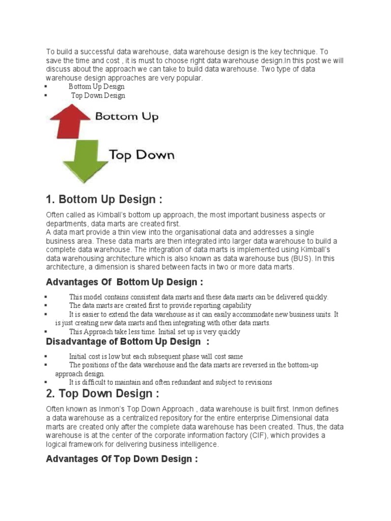 Top Down Vs Bottom Up | PDF | Data Warehouse | Information Science