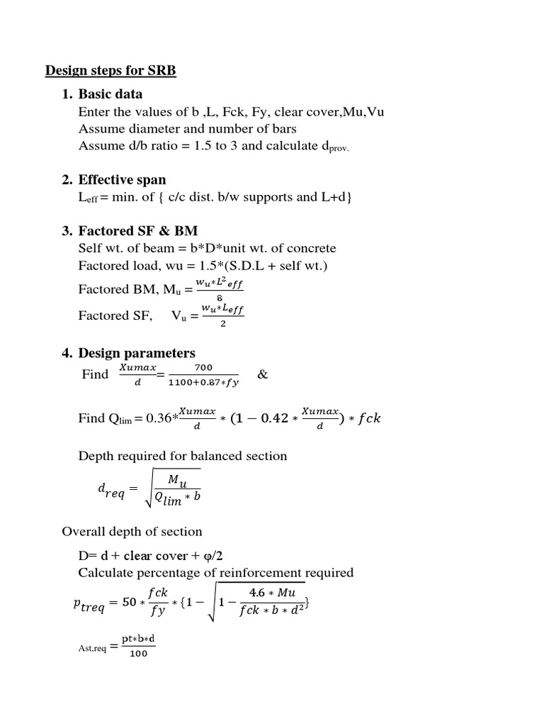 SRB Beam Design Steps Guide | PDF | Applied And Interdisciplinary ...