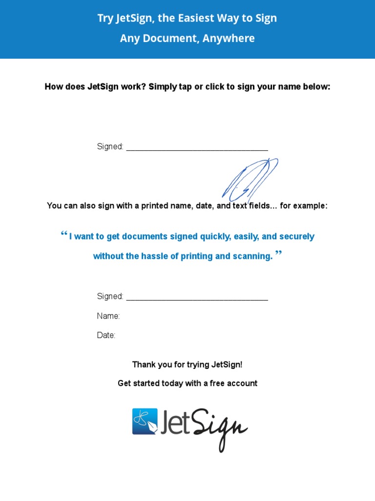 Try Jetsign, The Easiest Way To Sign Any Document, Anywhere | PDF