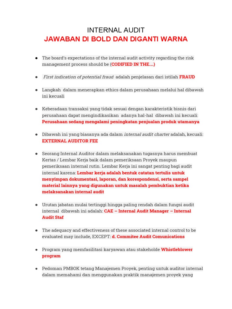 Tugas dan Peran Audit Internal | PDF