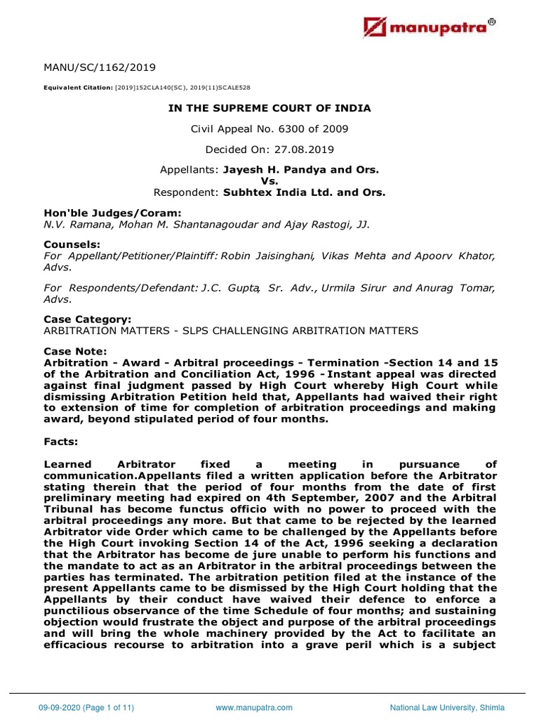 Jayesh H Pandya and Ors Vs Subhtex India LTD and ...
