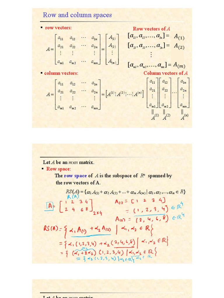 Row and Column Spaces of Matrices | PDF | Algebra | Operator Theory