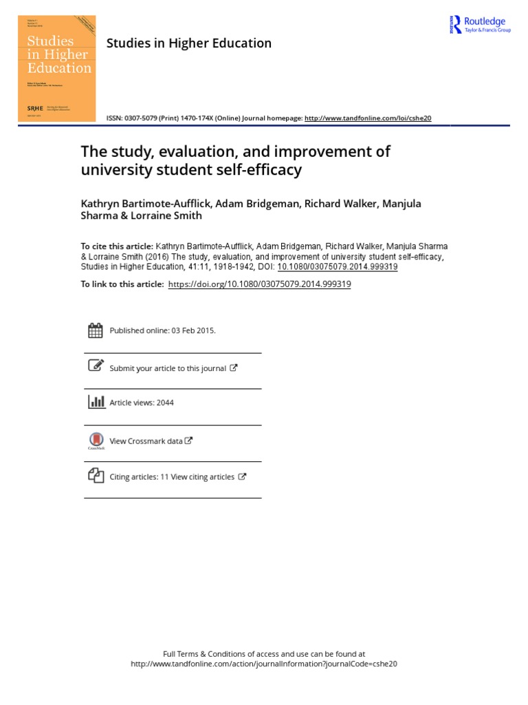 The Study Evaluation and Improvement of University Student Self ...