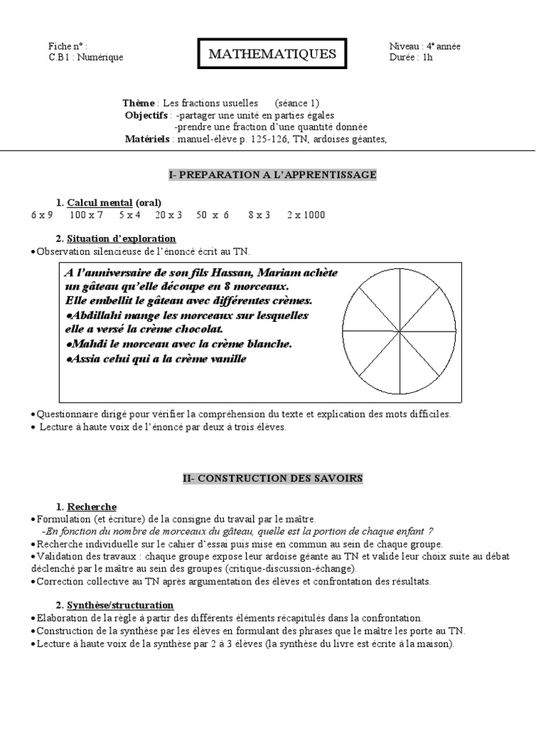 Introduction aux fractions usuelles | PDF | Fraction (Mathématiques ...