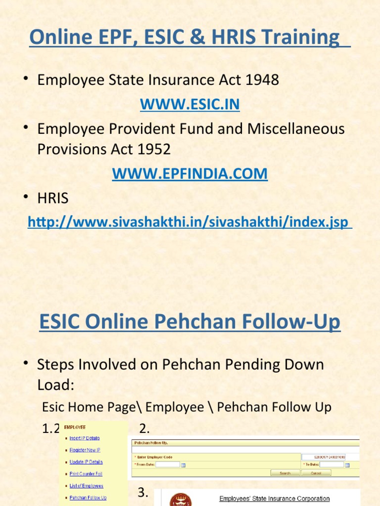 Online EPF, ESIC & HRIS Training | PDF