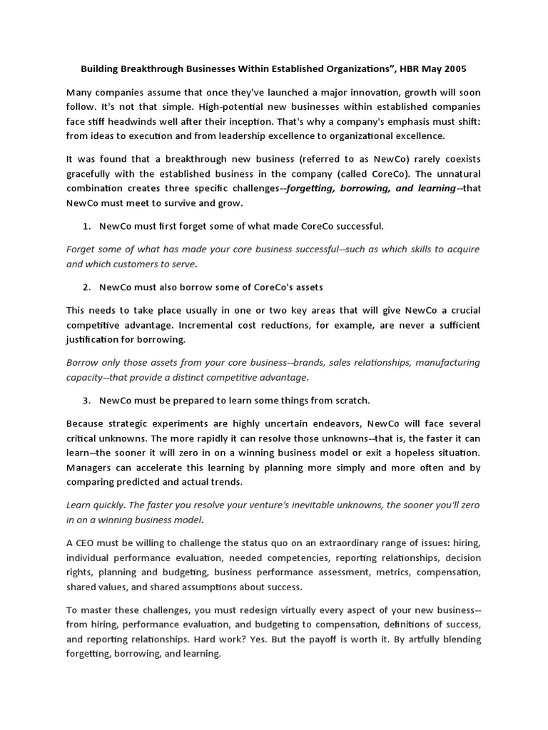 Breakthrough Business Strategies for Growth | PDF | Ford Motor Company ...