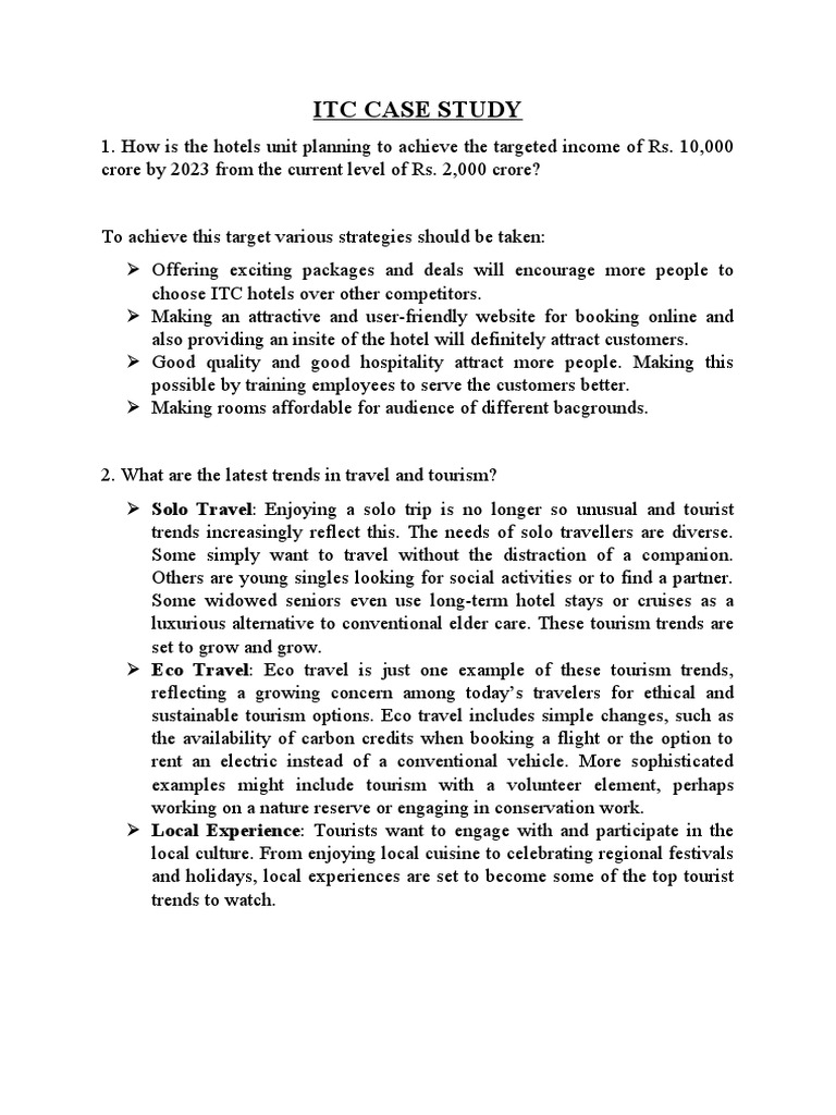 Itc Case Study | Download Free PDF | Tourism | Hotel