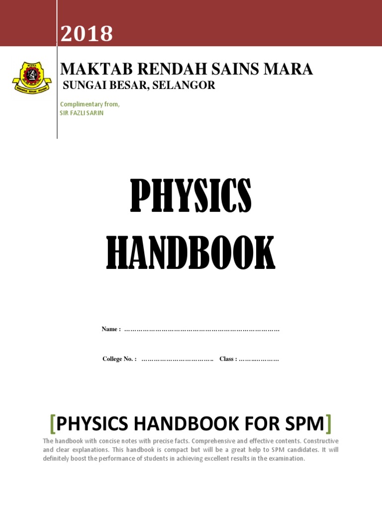 SPM 2018 Physics Handbook Guide | PDF | Gases | Optics